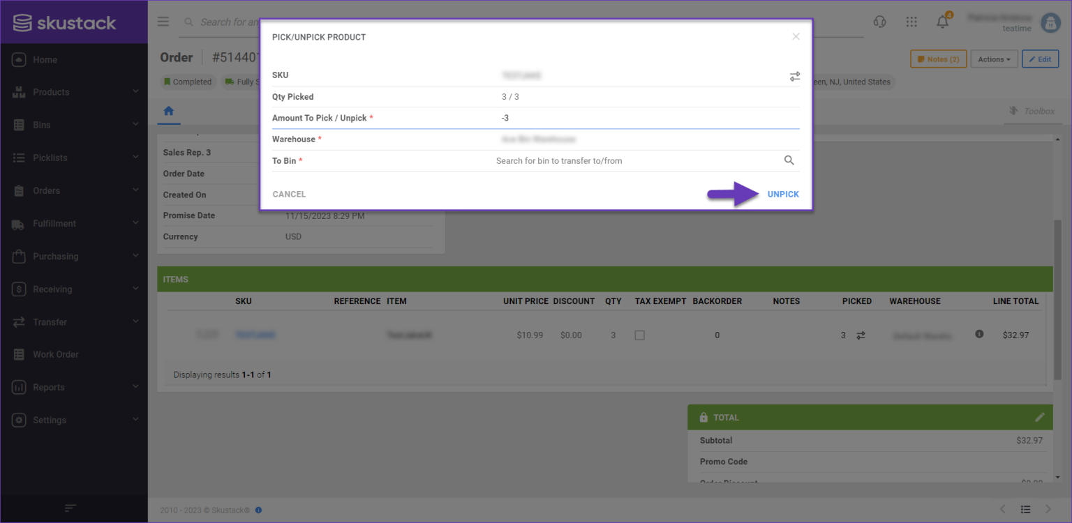 Picking Order Items - Skustack Help