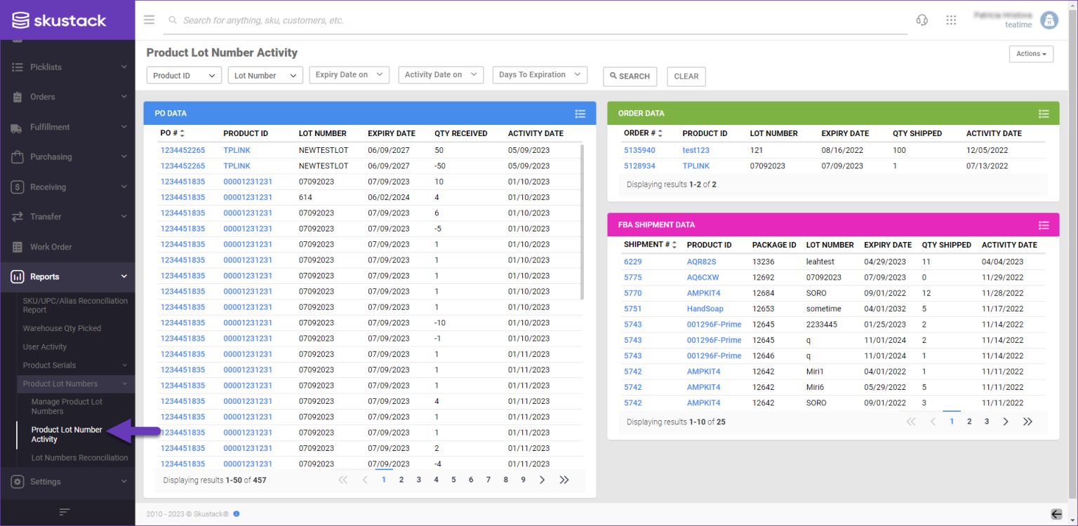 Manage Lot Numbers and Expiration Dates - Skustack Help