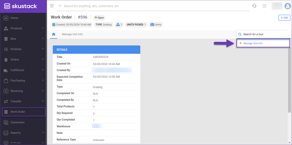 Repair Work Orders - Skustack Help