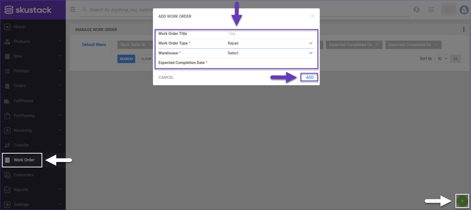 Repair Work Orders - Skustack Help